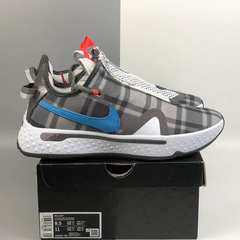 Nike PG 4 “Plaid” Football Grey/Laser Blue-Light Smoke Grey For Sale ...