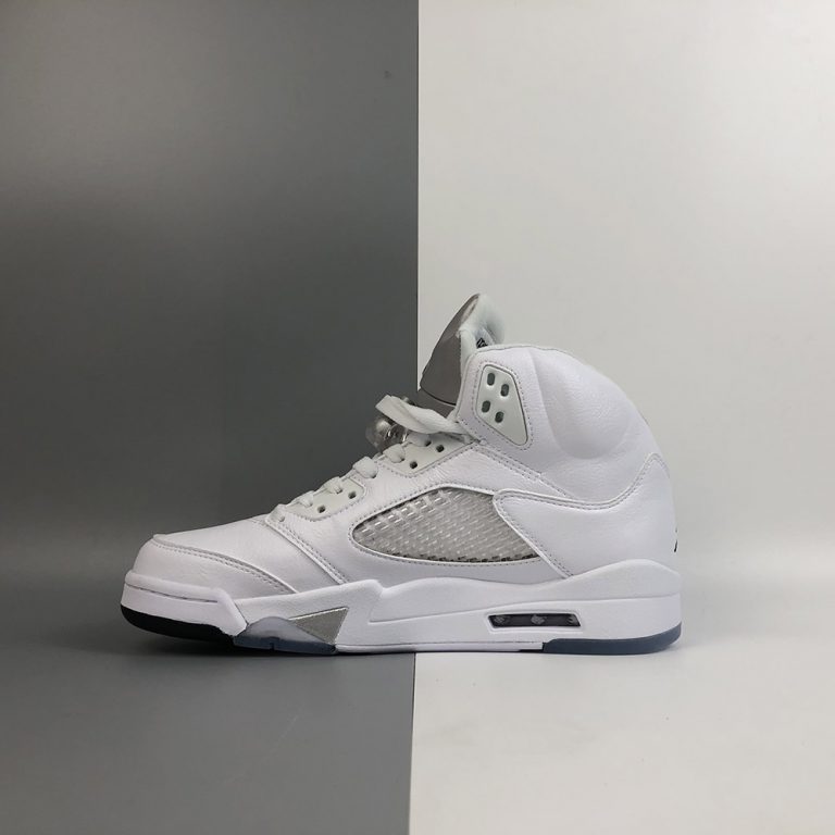 Air Jordan 5 Retro White/Metallic Silver-Black For Sale – The Sole Line