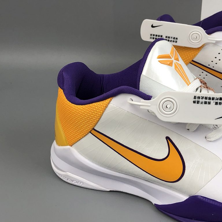 Nike Kobe 5 Lakers White/Del Sol-Purple Yellow For Sale – The Sole Line