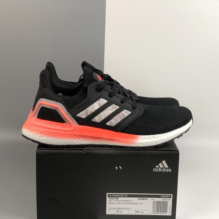 adidas UltraBoost 20 Core Black/Cloud White/Signal Coral For Sale – The ...
