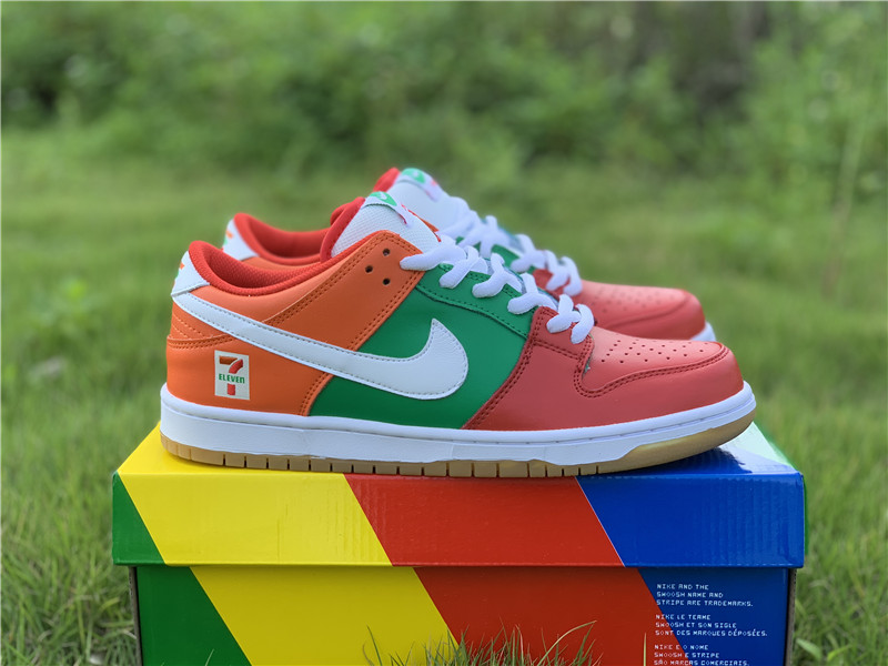 7-Eleven x Nike SB Dunk Low Red Green Orange For Sale – The Sole Line