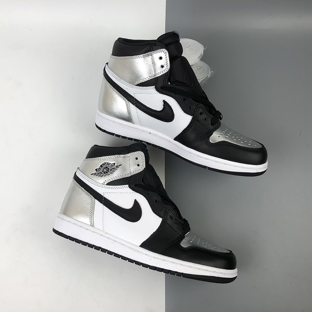 Air Jordan 1 High OG “Silver Toe” Black/Metallic Silver-White-Black For ...