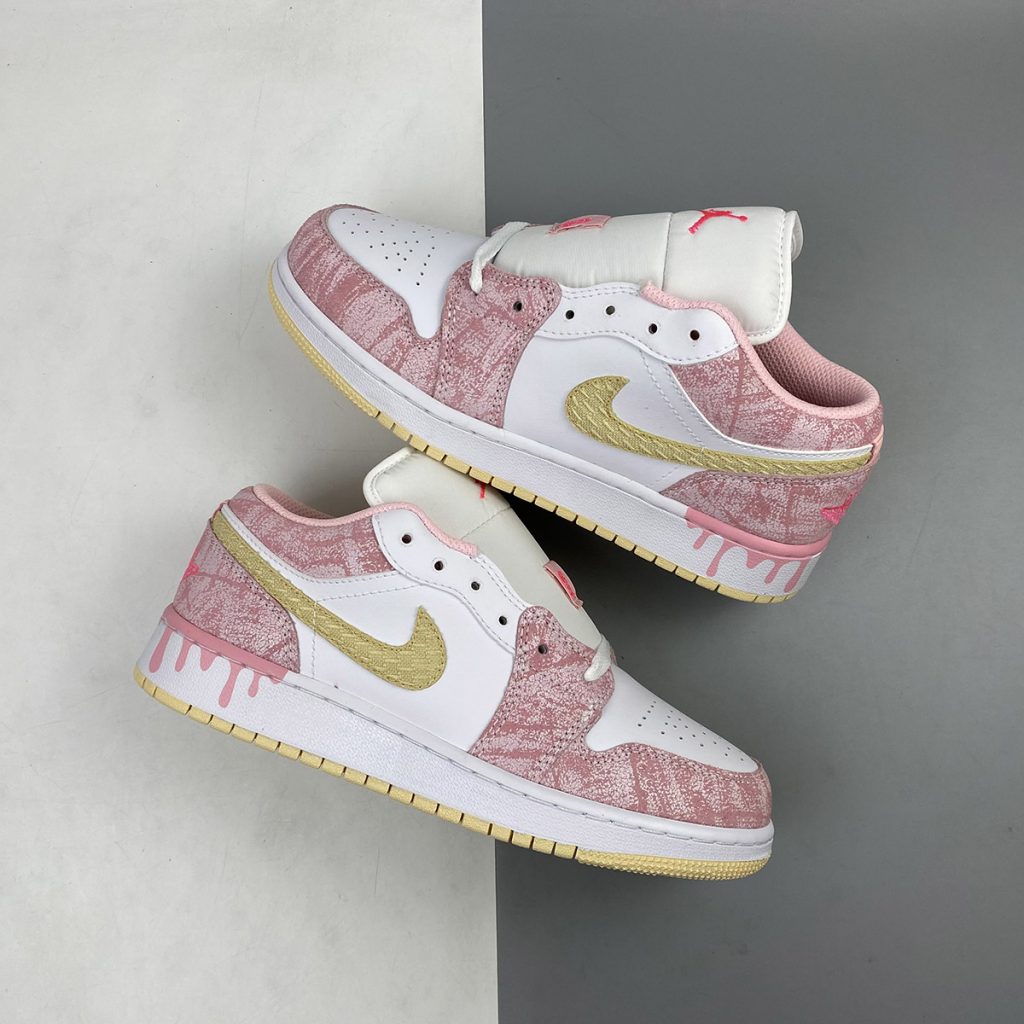 Air Jordan 1 Low GS “Paint Drip” Arctic Punch/Pale Vanilla-White For ...